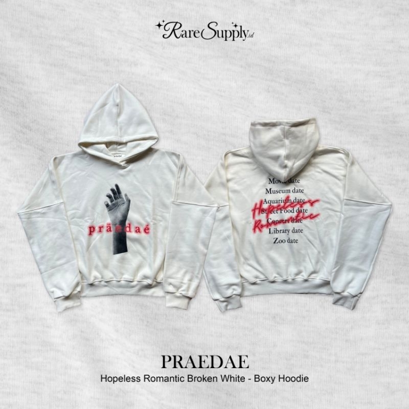 Jual PRAEDAE Hopeless Romantic Boxy Hoodie Broken White ORIGINAL ...