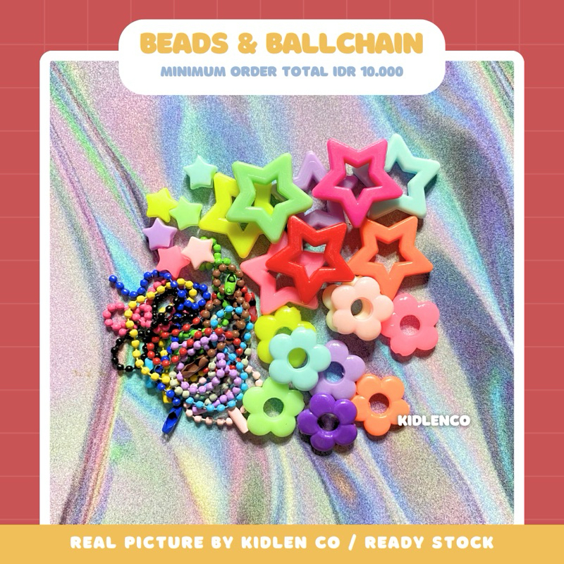Jual beads ballchain ♡ manik mote rantai star flower pastel macaron ...