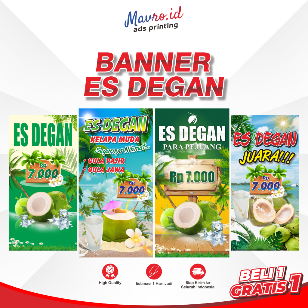 Jual Beli 1 GRATIS 1 | Banner ES DEGAN KELAPA MUDA GRATIS DESAIN Cetak ...