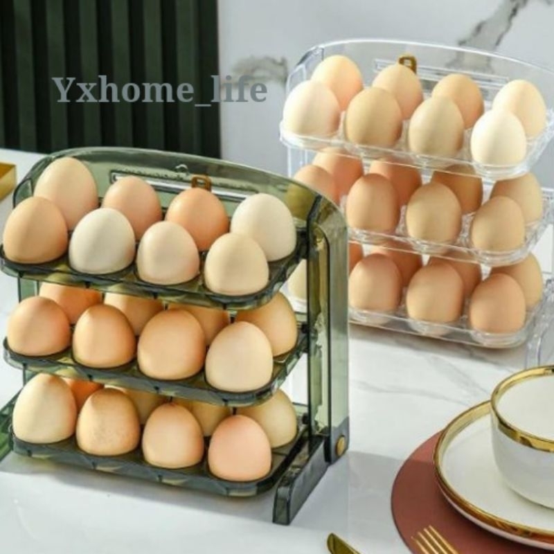 Jual Rak Telur 3 Layers Egg Box/Kotak Penyimpanan Telur Serbaguna 24 ...