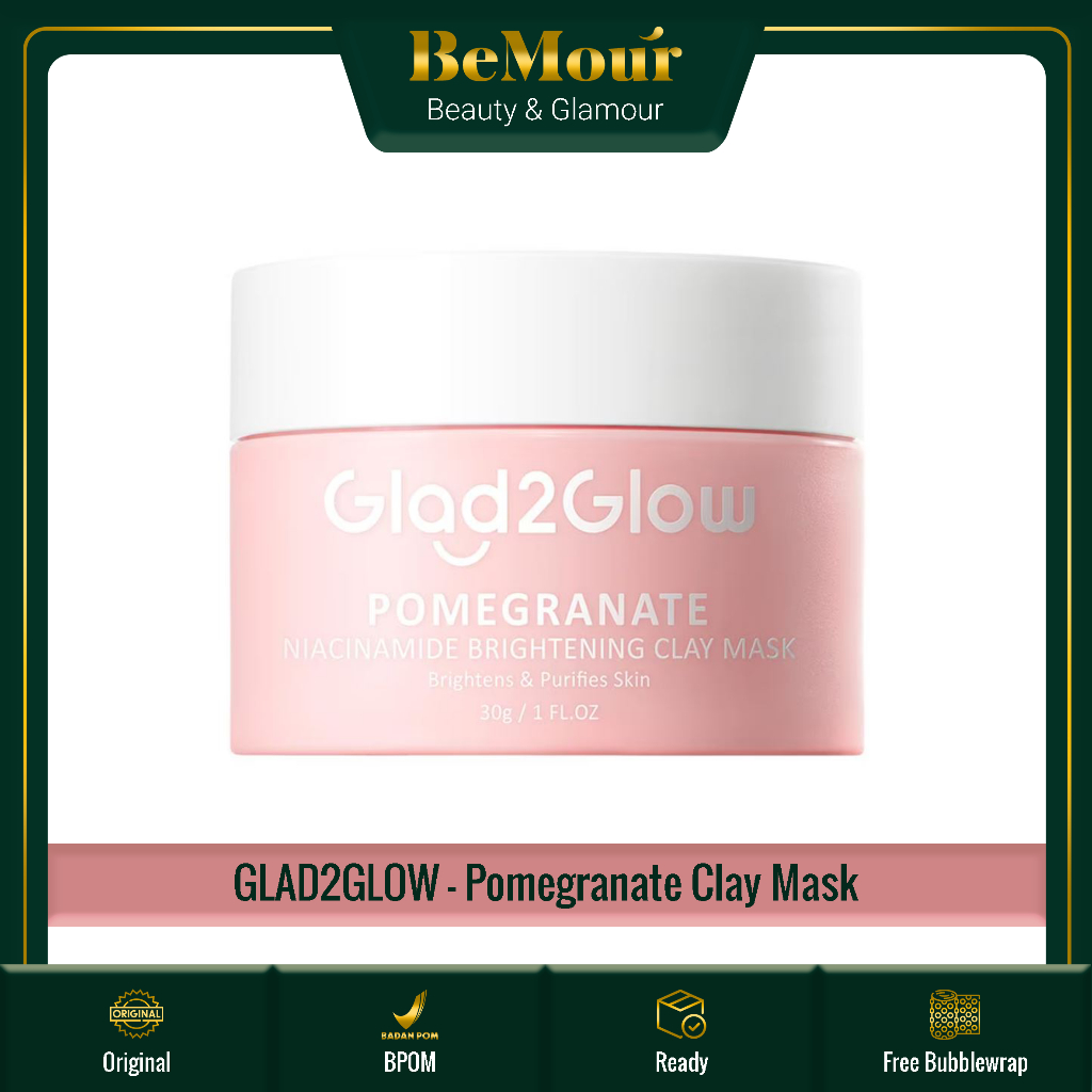 Jual GLAD2GLOW - POMEGRANATE NIACINAMIDE BRIGHTENING CLAY MASK ( 30 g ...