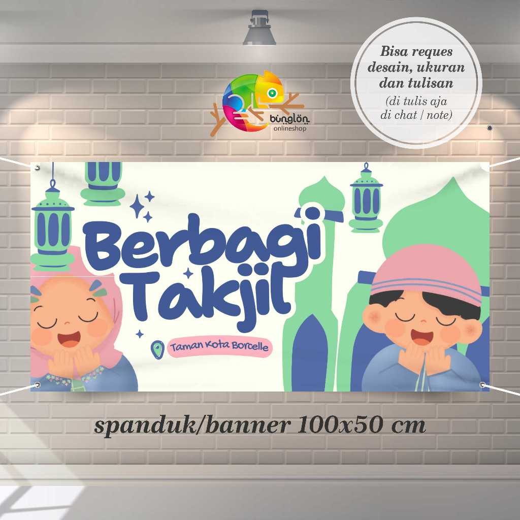 Jual Spanduk Banner MMT Berbagi Takjil Ceria Putih Pasir dan Biru ...