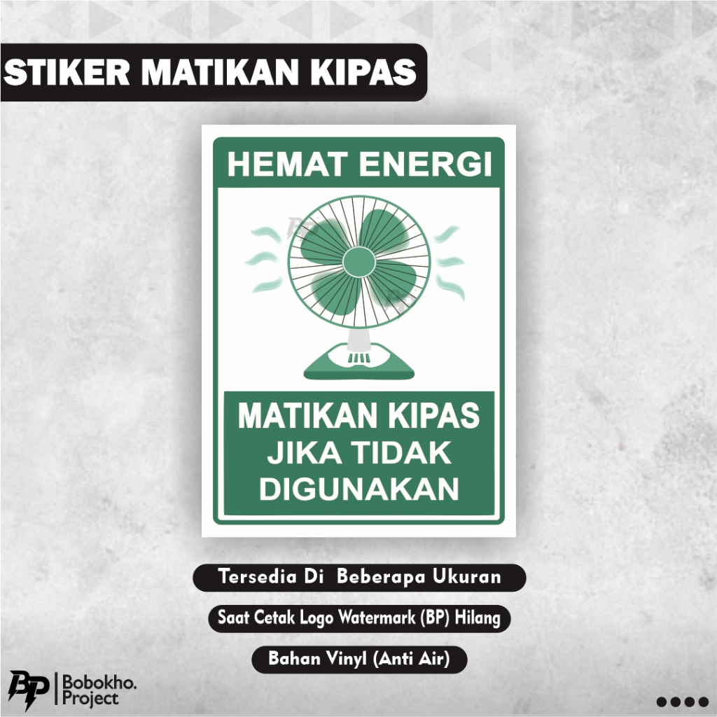 Jual Stiker Matikan Kipas Angin / Sticker Hemat Energi Matikan Kipas ...