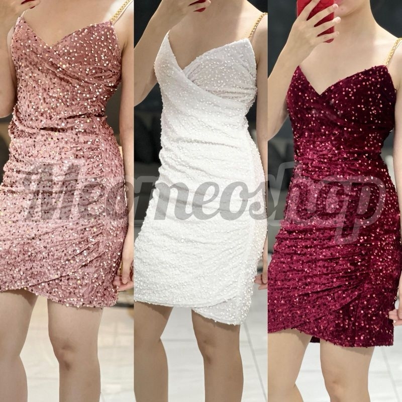 Jual Dress Bludru Lucy Velvet Tali Rantai | Shopee Indonesia