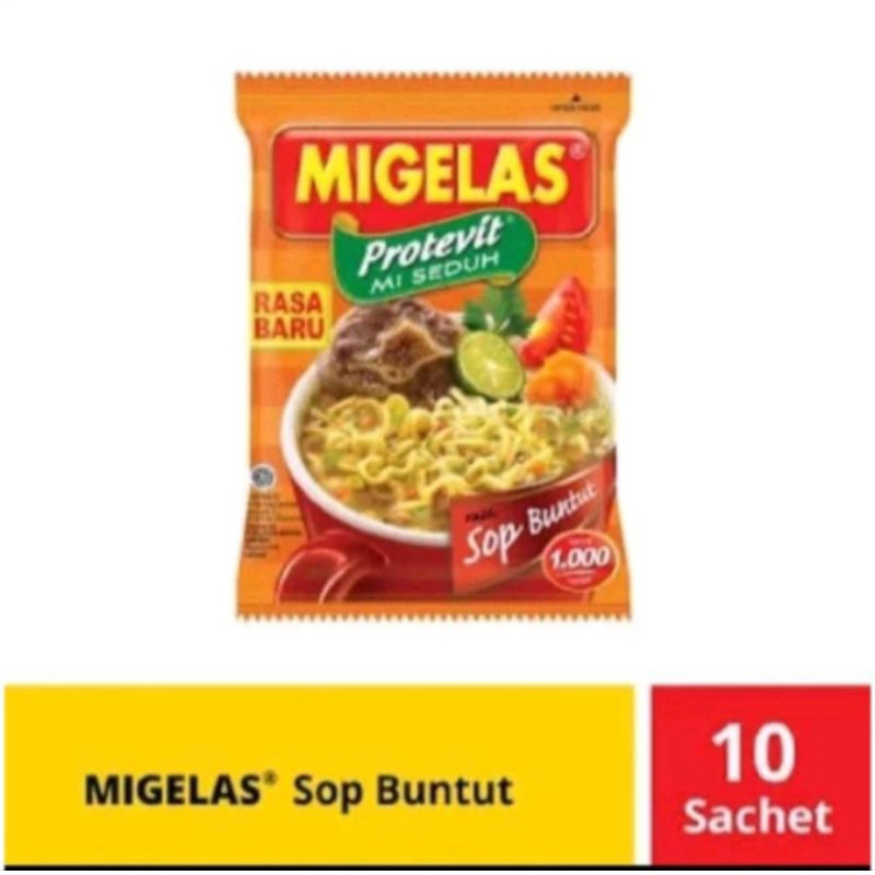 Jual MiGelas Mi Instant Rasa Sop Buntut 1 Renceng isi 10 Sachet ...