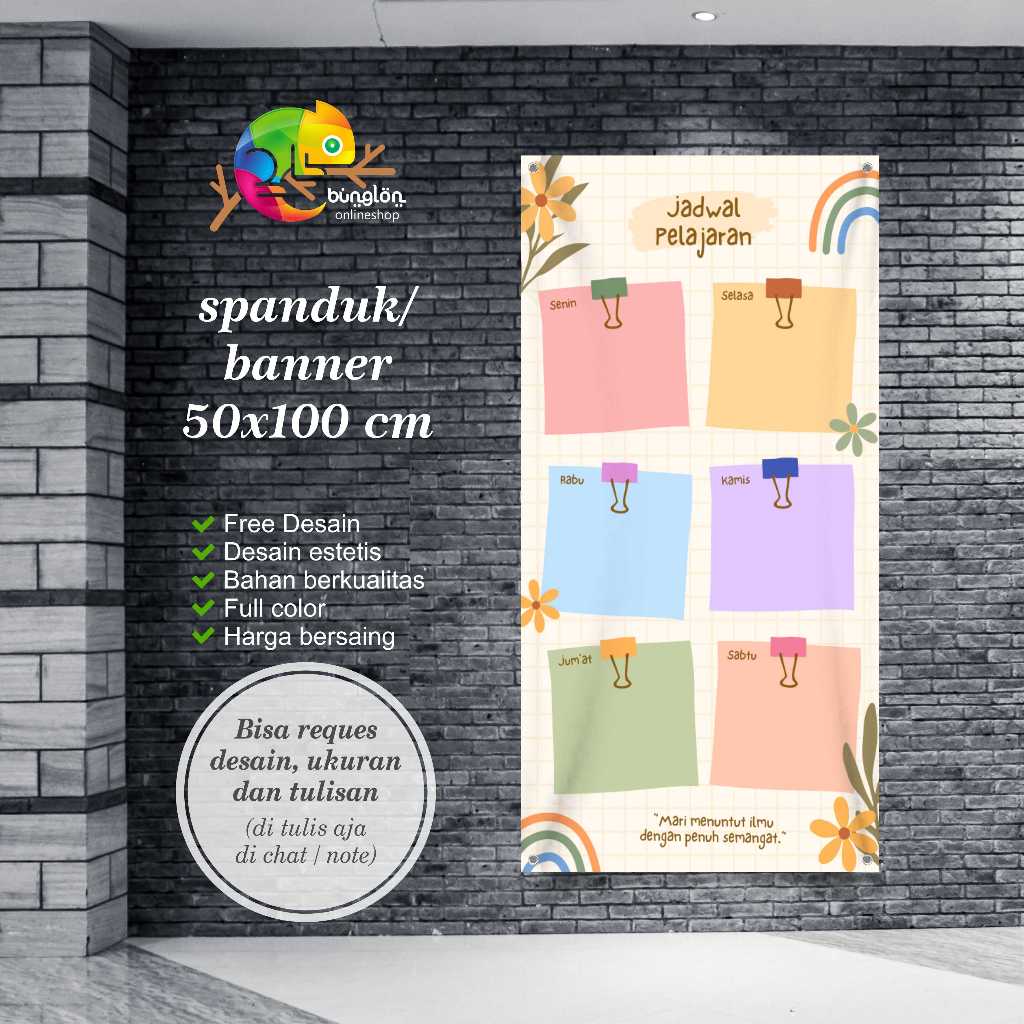 Jual Spanduk MMT Banner Warna Warni Imut Gambaran Tangan Jadwal ...