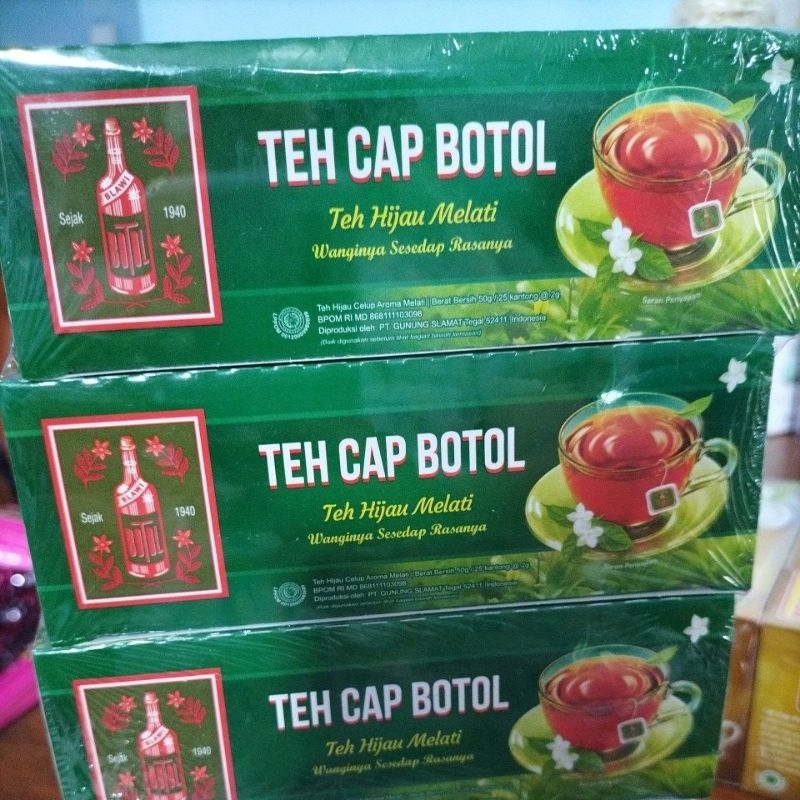 Jual Teh Cap Botol Hijau Melati Kotak Isi 25 Cap Botol Teh Melati ...