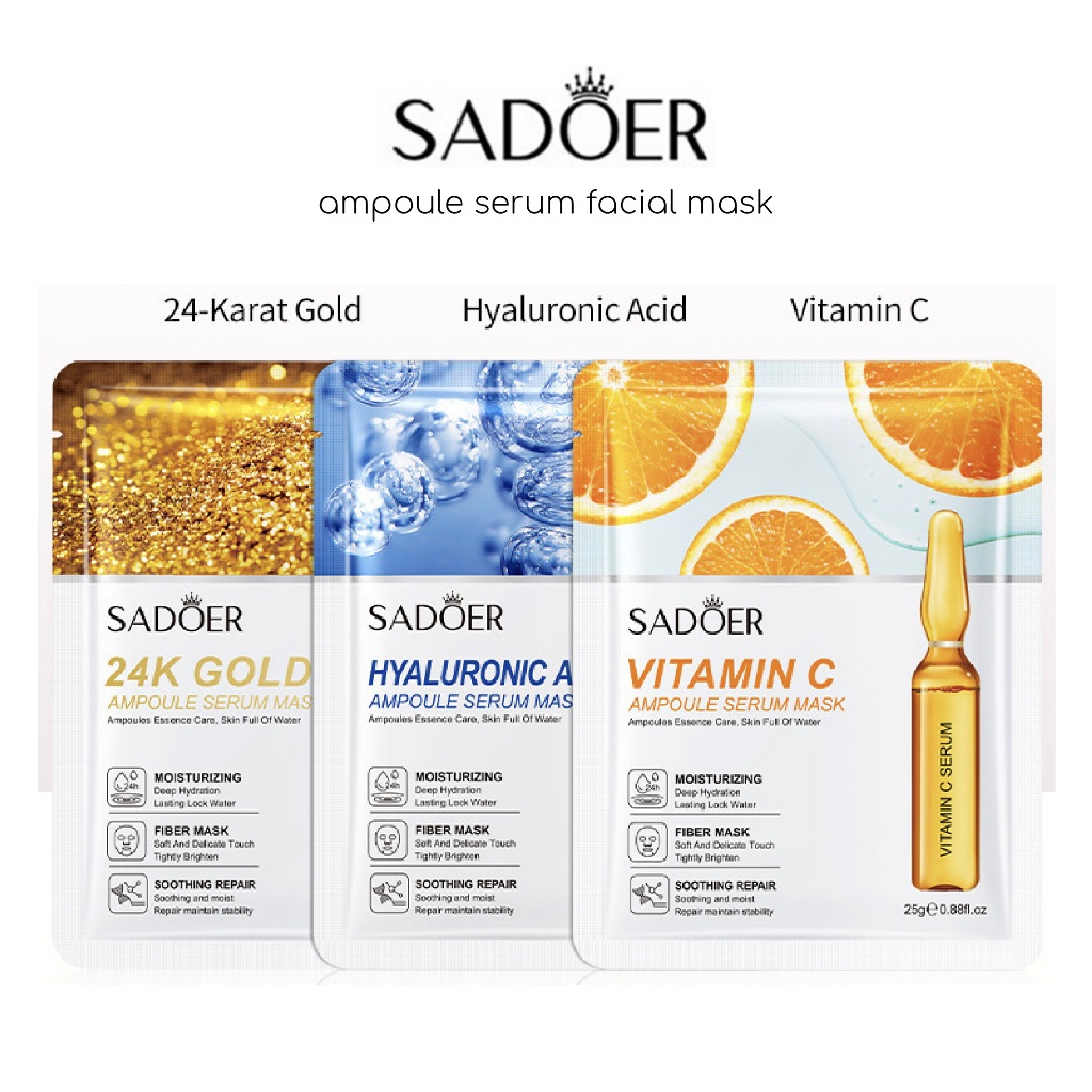 Jual (Original) (10Pcs) Original Masker Sadoer 100% Asli, Hyaluronic Acid, 24K Gold, & Vitamin C ...