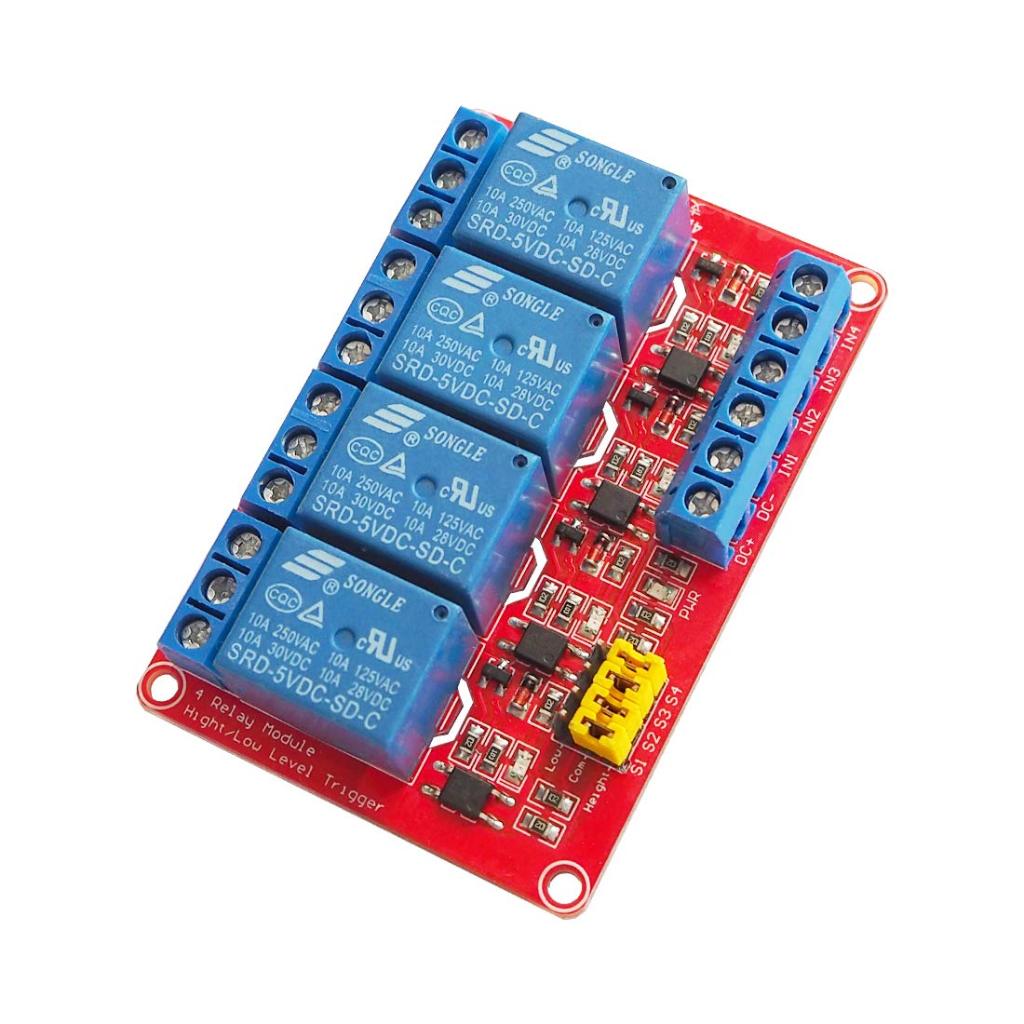 Jual Relay Module 4 Channel 5V Suport High / Low Level Trigger RED ...