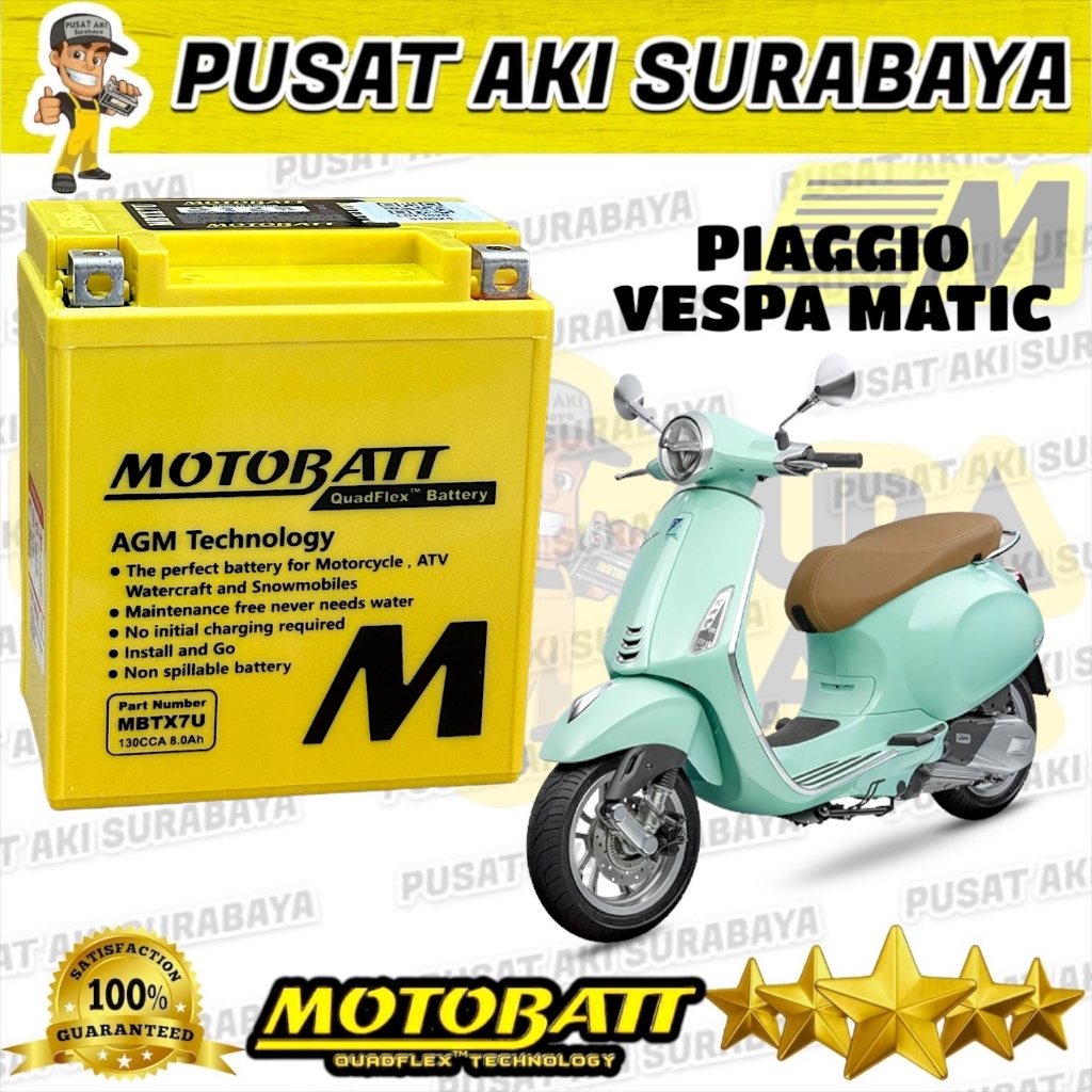 Jual RESMI AKI MOTOBATT MBTX7U VESPA PIAGGIO PRIMAVERA LIBERTY LX 150 MATIC PRINT 150 PUSAT AKI ...