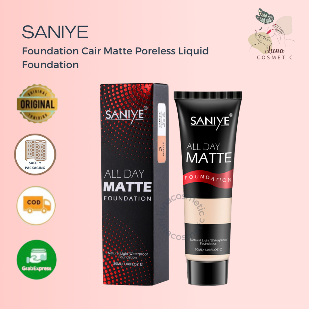 Jual SANIYE 【BPOM】 Foundation Cair Matte Poreless Liquid Foundation ...