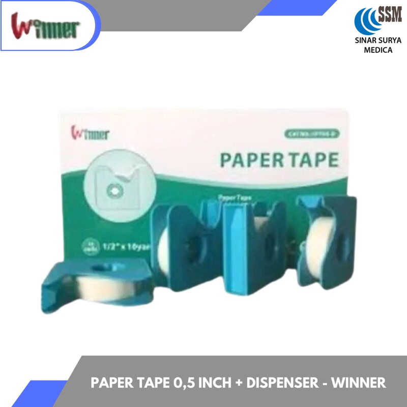 Jual Winner Paper Tape Roll with Dispenser - 0,5 inch / Surgical Tape ...