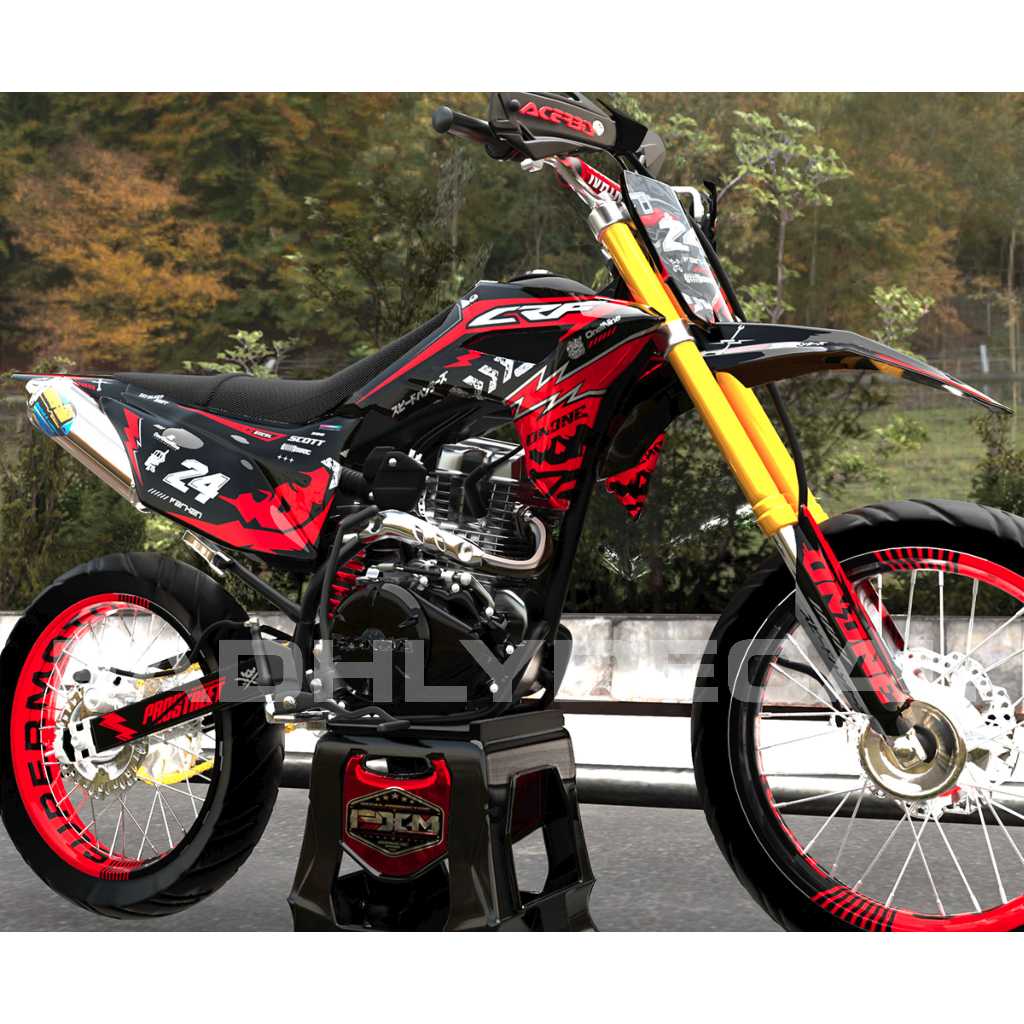 Jual DECAL CRF 150 L FULL BODY MERAH HITAM KEREN ONE1NINE HELM ( FULL ...