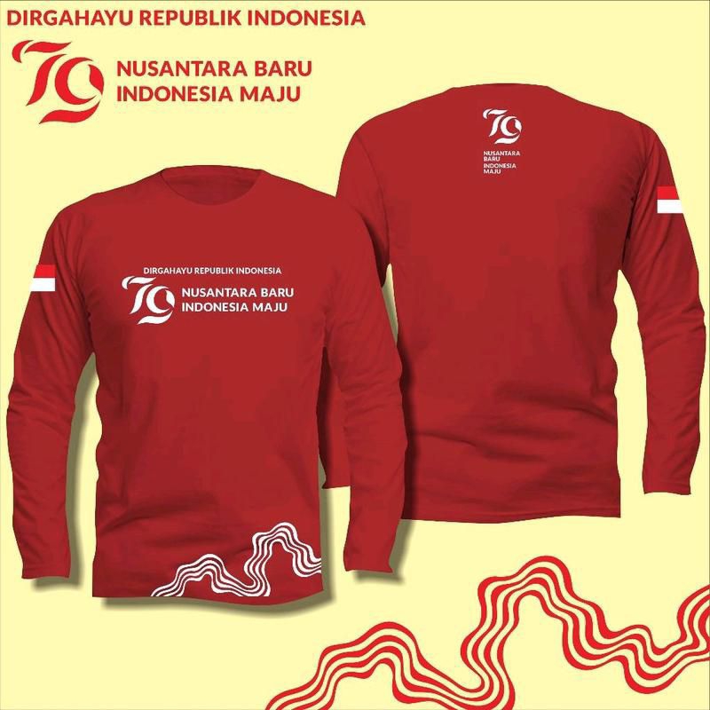Jual Kaos Baju Kemerdekaan 17 Agustus 2024 Lengan Panjang Pria wanita Baju HUT RI 79th Nusantara ...