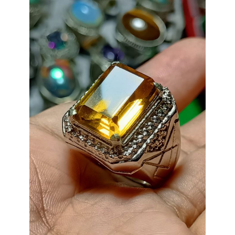 Jual Batu cincin yellow citrin king' safir blue topaz merah Siam ijo ...