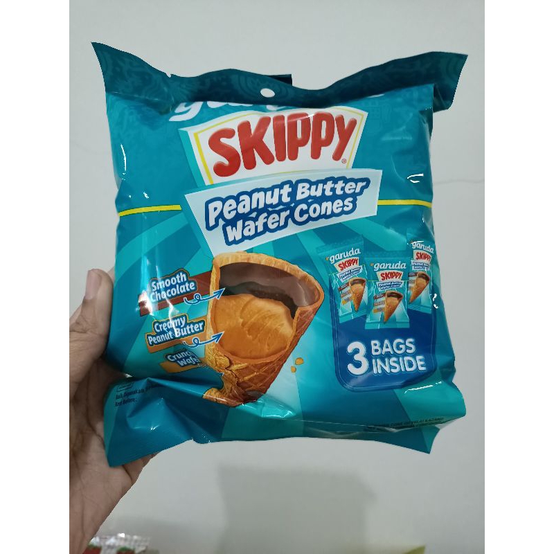 Jual GARUDA SKIPPY PEANUT BUTTER WAFER CONE ISI 3PCS | Shopee Indonesia