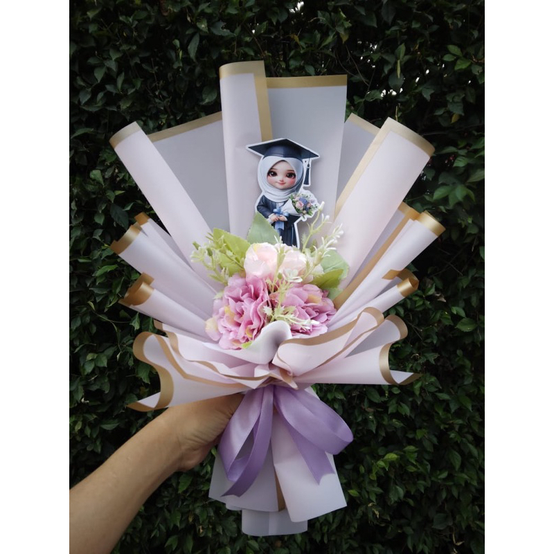 Jual BUKET BUNGA TOPPER WISUDA UK 25x40CM | Shopee Indonesia