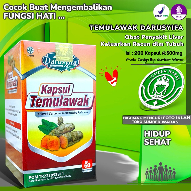 Jual OBAT LIVER Kapsul Temulawak Darusyifa HALAL BPOM 60 Kapsul ...