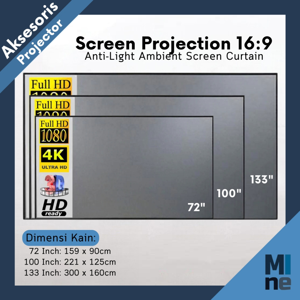Jual Kain Layar Proyektor 16:9 Anti-light Ambient Screen Projection ...
