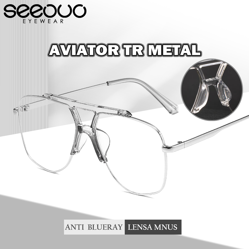 Jual Seeouo Kacamata Antiradiasi Blueray Frame Model Aviator Stylish Metal Kokoh Fashion Pria ...