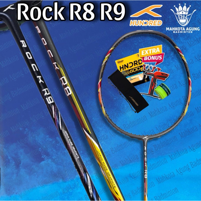 Jual Raket badminton bulutangkis hundred HNDRD ROCK R9 R8 32 lbs bonus ...