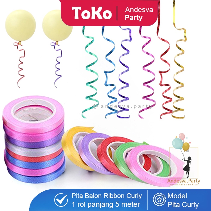 Jual isi 10 Pita Balon Curly Ribbon / Pita ribbon Balon Mini / pita ...