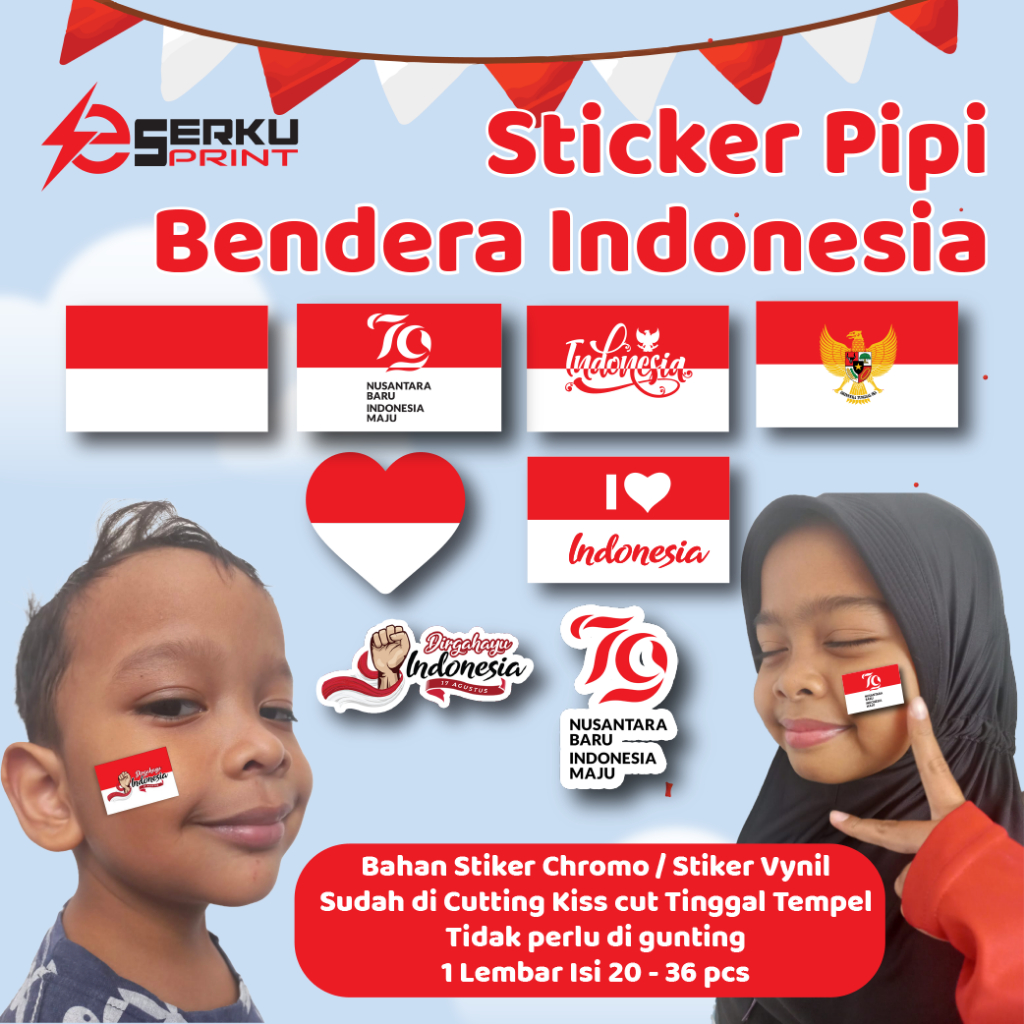 Jual Sticker Pipi Bendera - Tempelan Pipi Merah Putih - indonesia 17 ...
