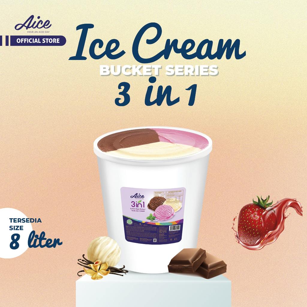 Jual Aice Halocoko 3in1 Depok Bucket 8 liter Rasa Vanilla With Cookies Crumbs, Coklat dan ...