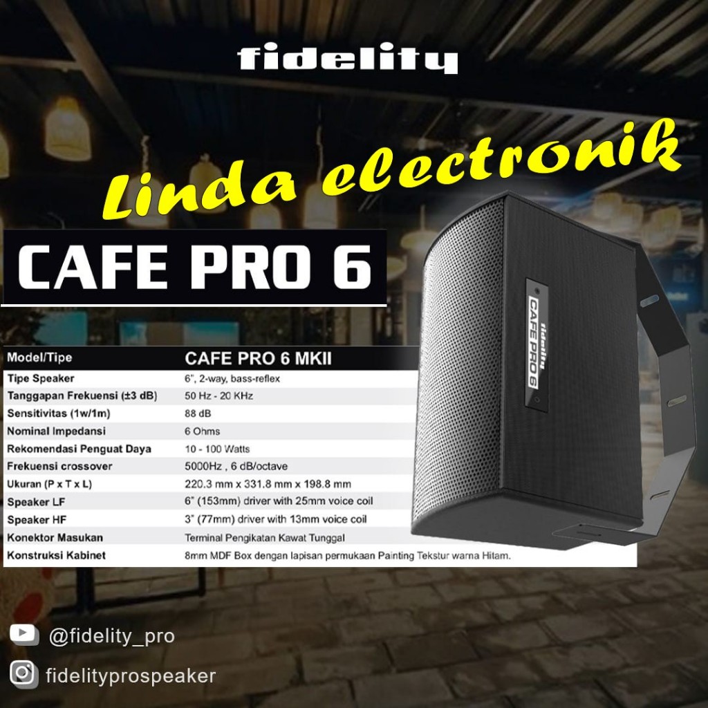 Jual speaker pasif fidelity cafe pro 6 mkll 6 in 2 bh 6 woofer 3 ...