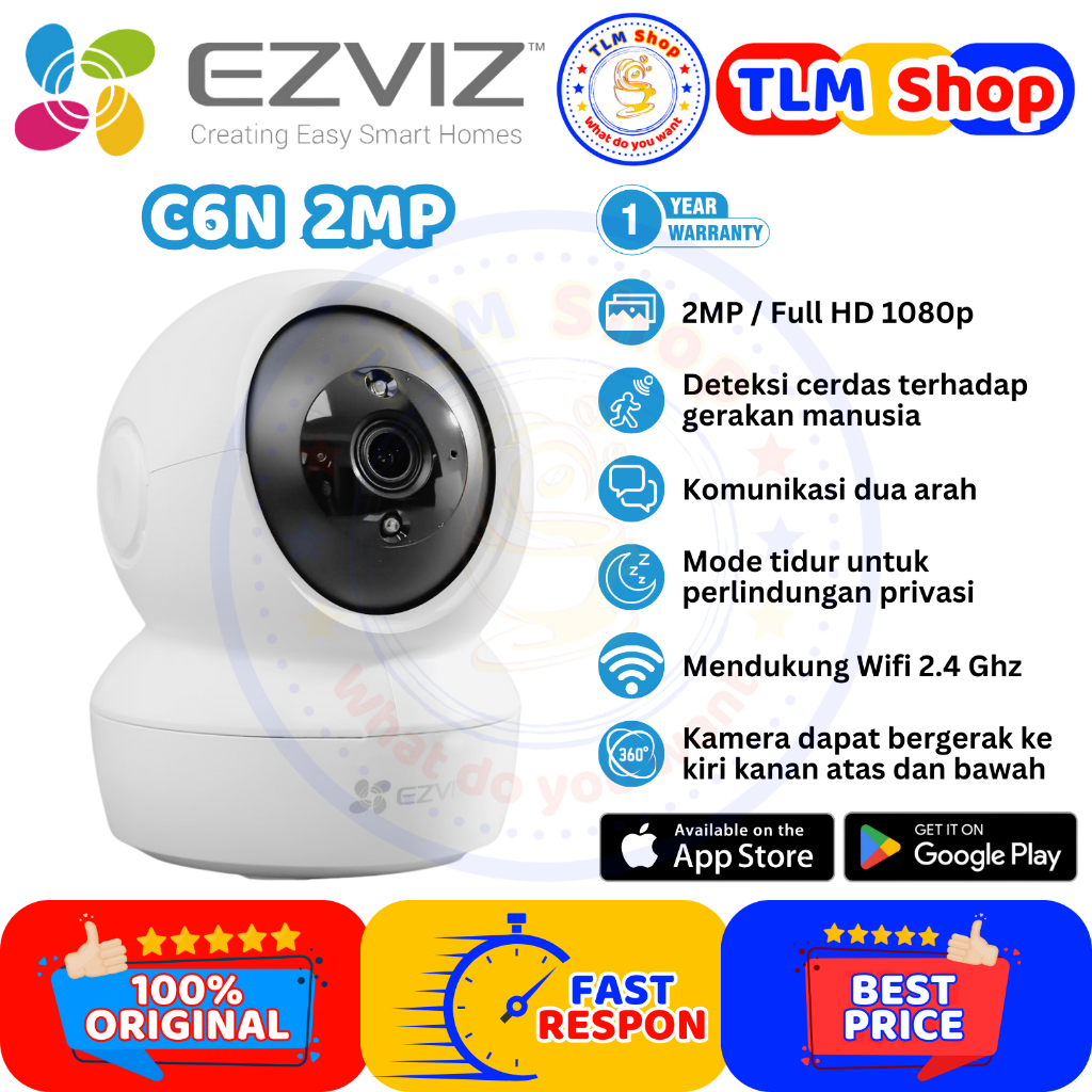 Jual EZVIZ C6N 2MP Smart Home Wifi IP Camera CCTV Indoor 1080p Pan ...