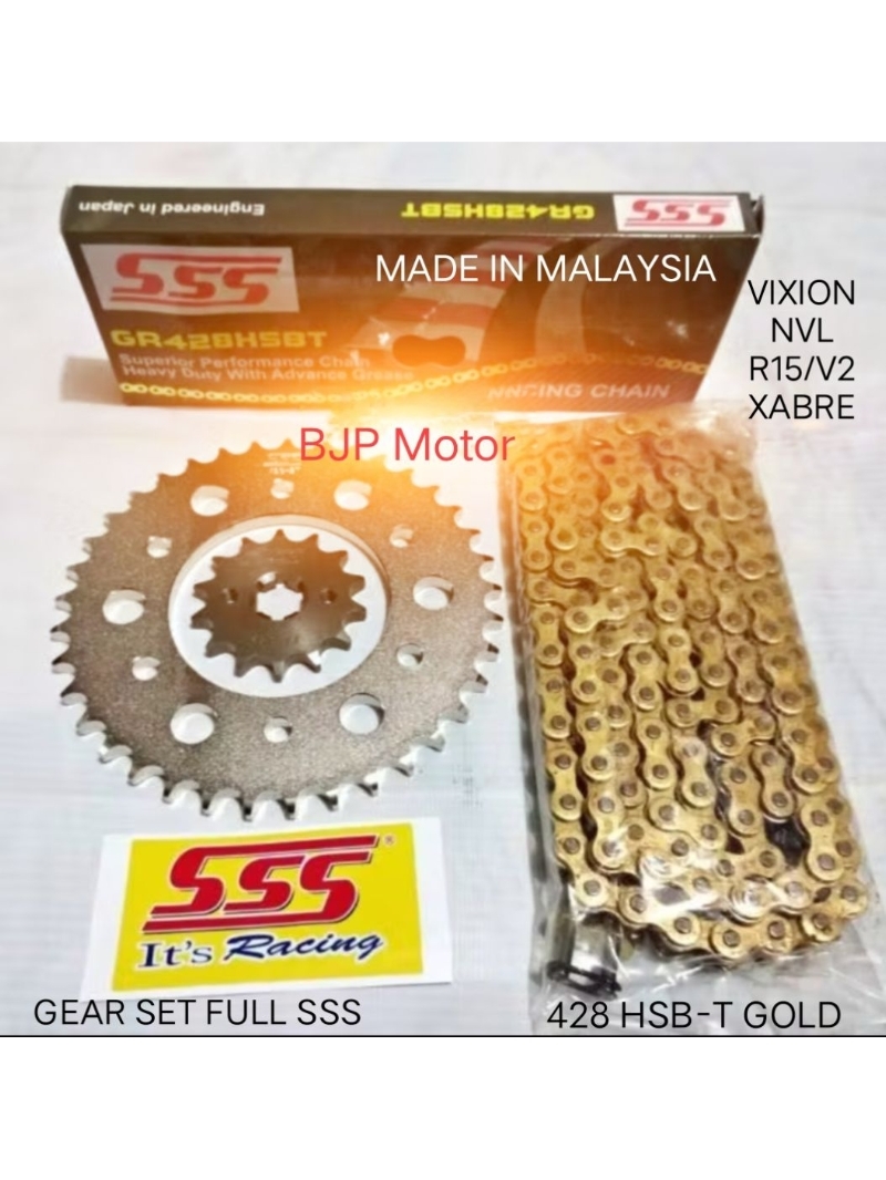 Jual Gear Set SSS 428 Vixion MX King Xabre R15 V2 rantai SSS 428 HSB-T ...