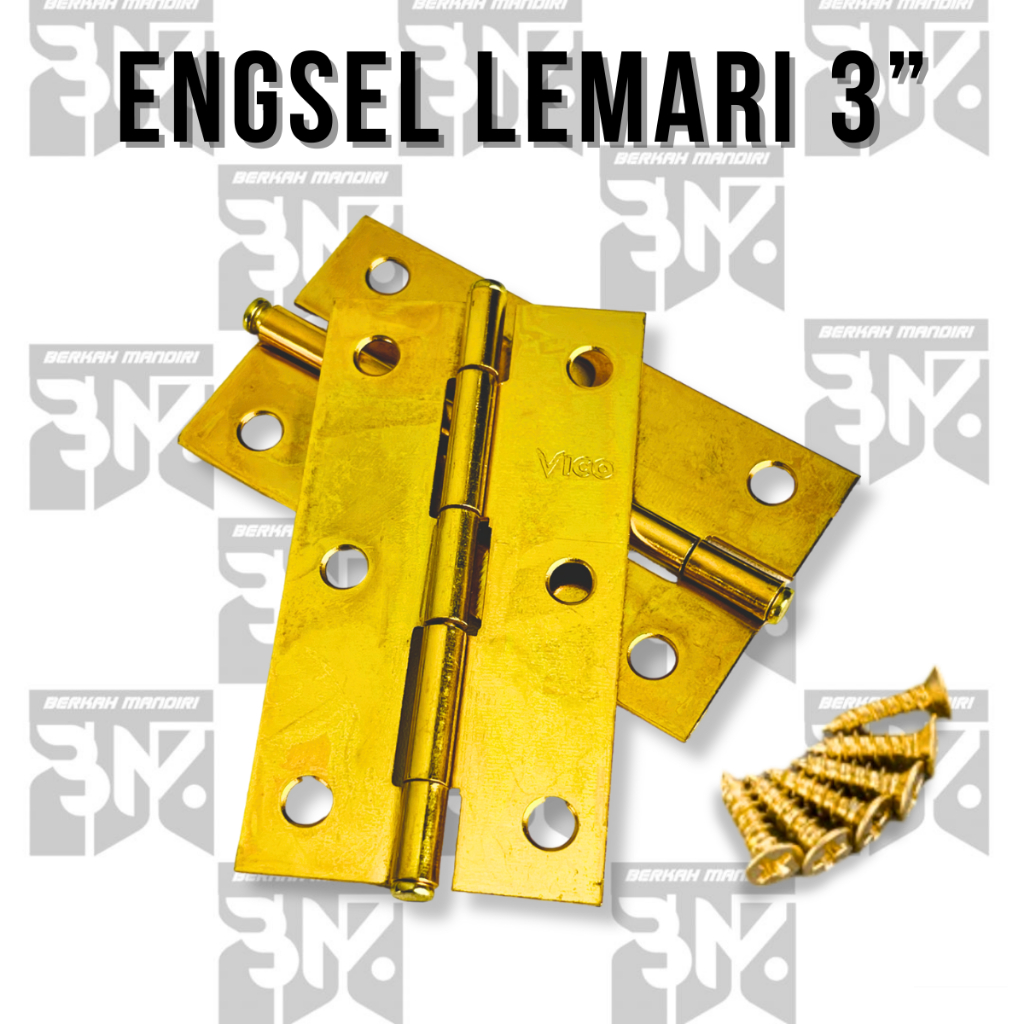 Jual 1 SET Engsel Lemari, Jendela, Laci Ukuran 3 inch Vico Gold ...