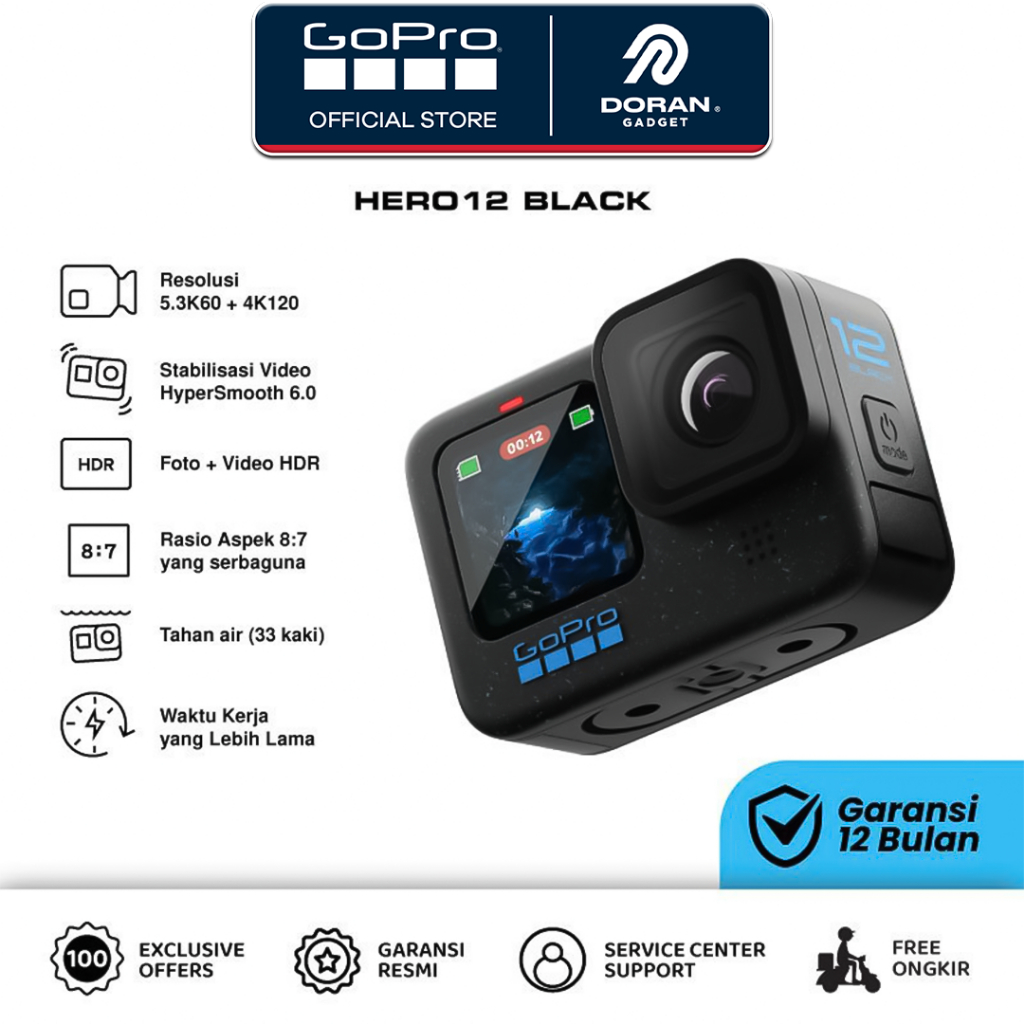 Jual GoPro HERO 12 Black - HDR Video + 4K120 Resolution HyperSmooth 6.0 | Garansi Resmi 1 Tahun ...
