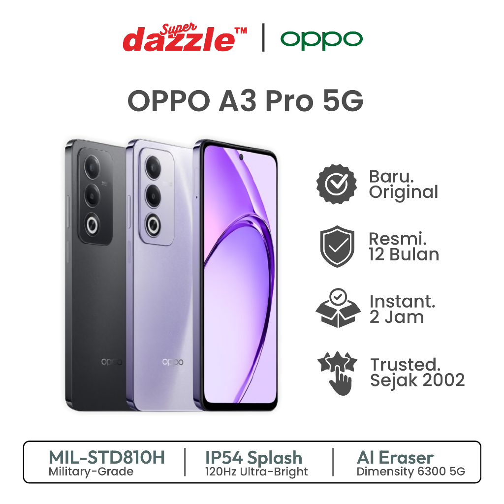 Jual HP Oppo A3 PRO 5G 8/256 GB Garansi Resmi 12 Bulan OPPO Indonesia ...