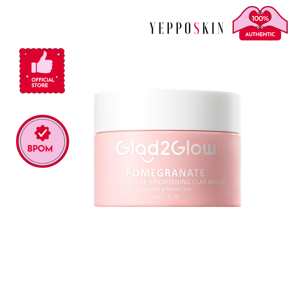 Jual Glad2Glow Pomegranate Niacinamide Brightening Clay Mask 30g | Shopee Indonesia