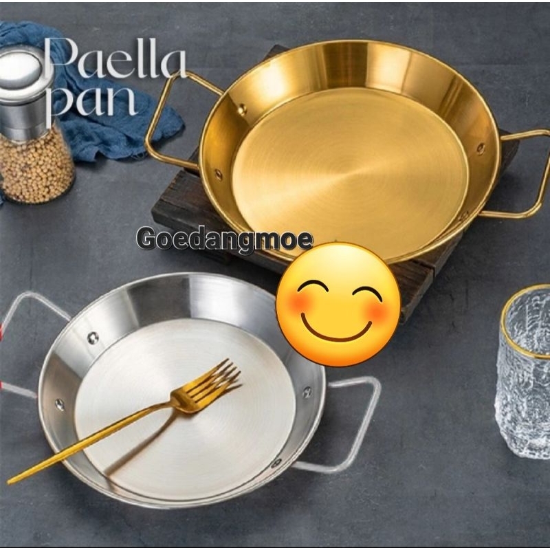Jual SUBRON Wajan Panci spanish paella pan Dish Flat wok stainless ...