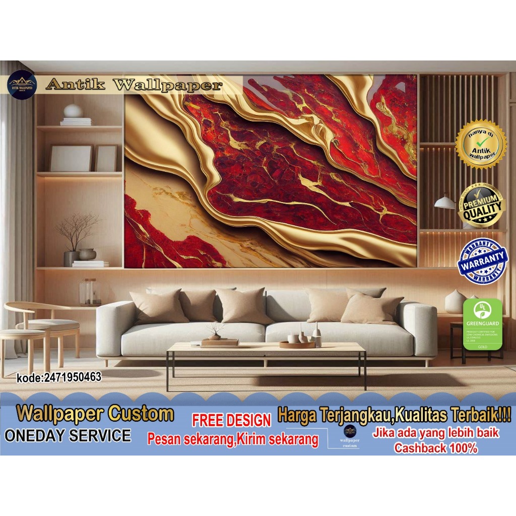 Jual Wall[paper Custom 3D Tema Marmer | Marble | Wallpaper Ruang Tamu ...
