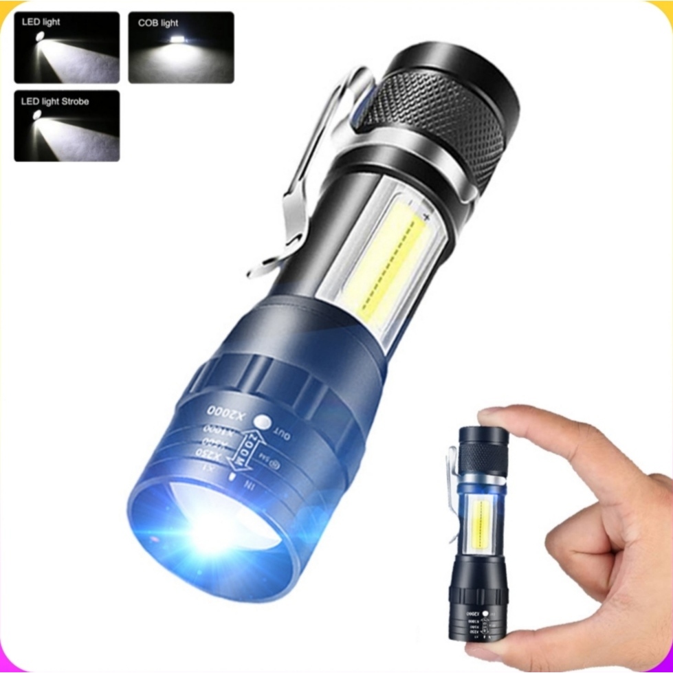 Jual Senter Mini XPE COB Led Zoom SWAT Police Light Recharge 3 Mode | Shopee Indonesia