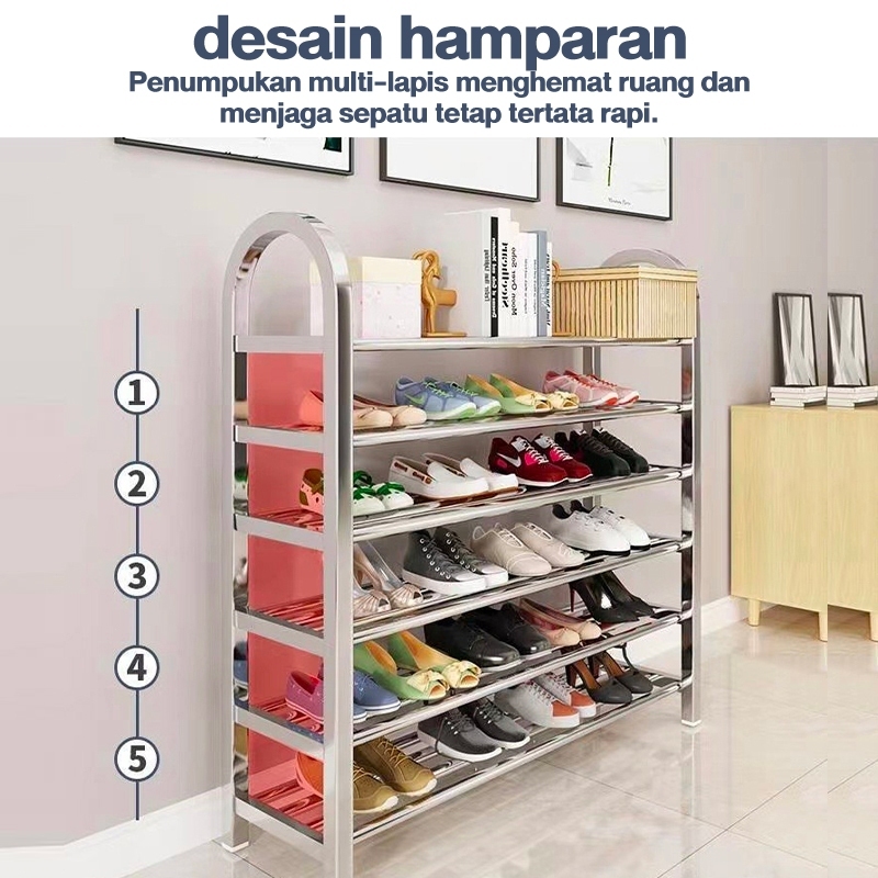 Jual Rak Serbaguna Rak Sepatu Rak Multifungsi 5 & 6 Susun Stainless ...