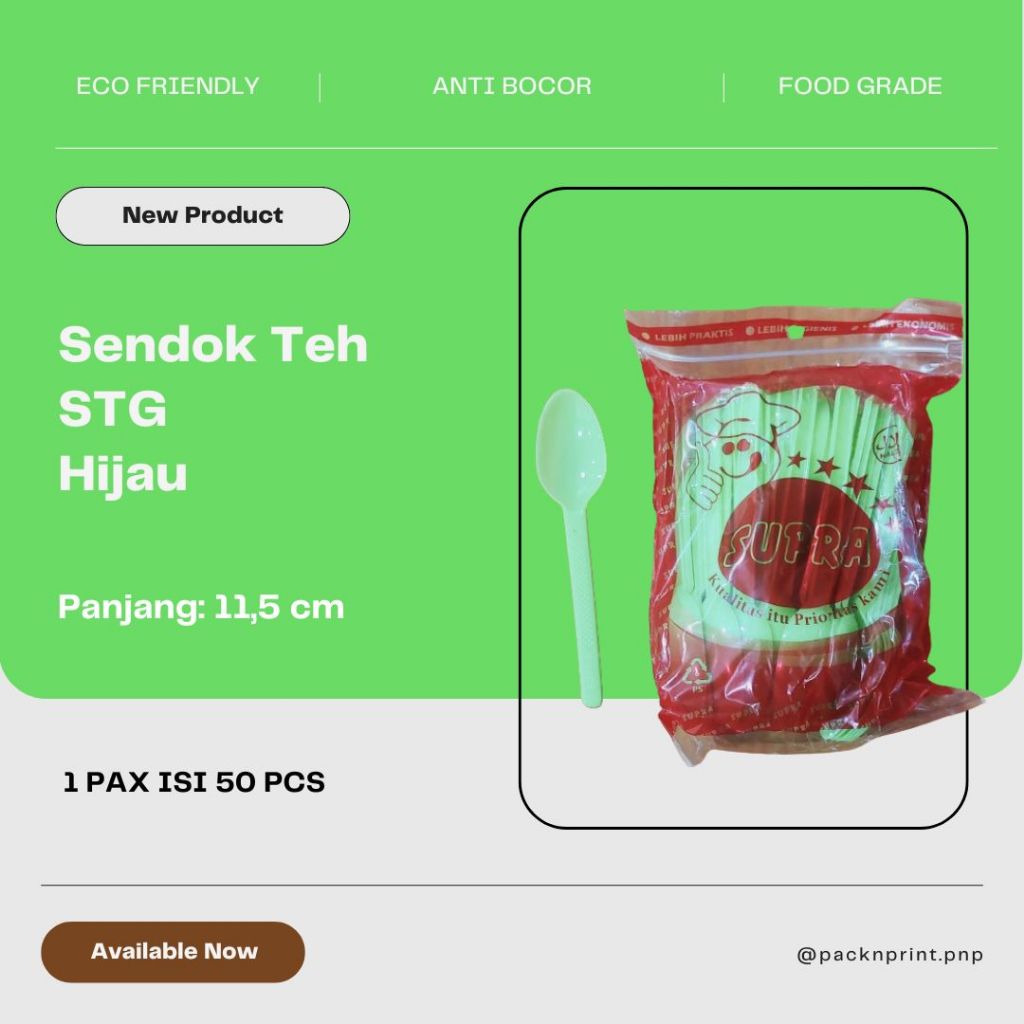 Jual Sendok STG Buah Pudding Hijau panjang 11 cm isi 50 pcs | Shopee ...