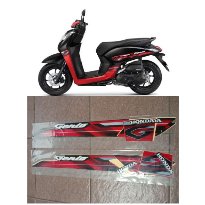 Jual Sticker striping honda genio 2024 merah hitam / Lis body genio ...