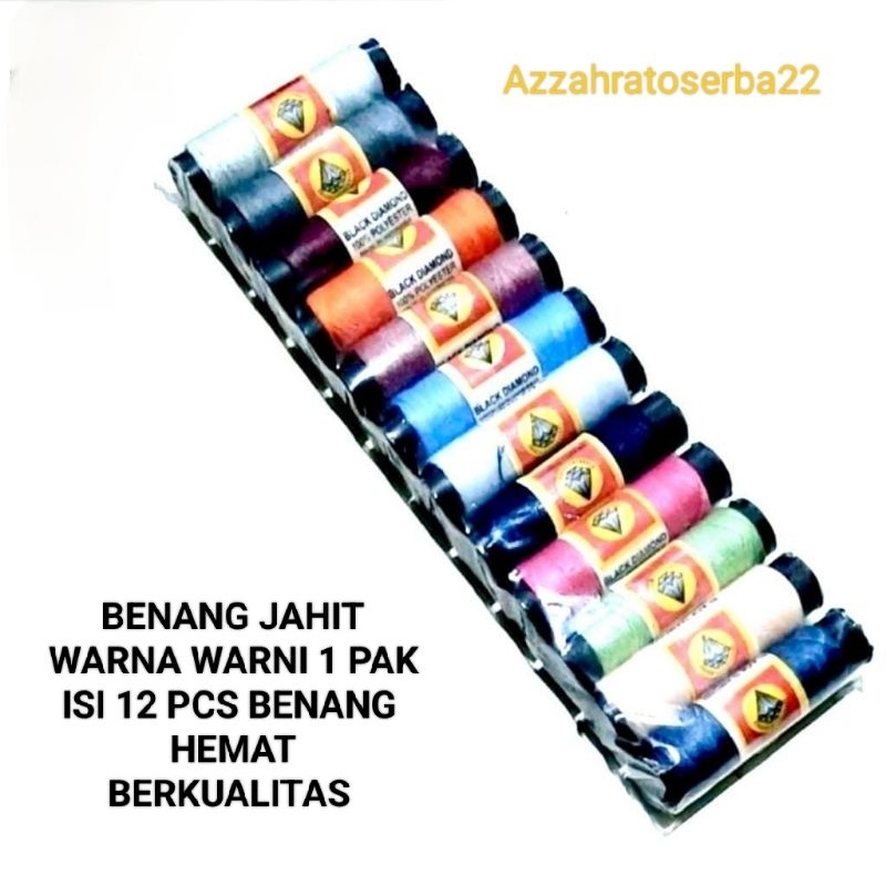 Jual BENANG JAHIT 1 PAK ISI 12 PCS BENANG / BENANG WARNA WARNI HEMAT ...