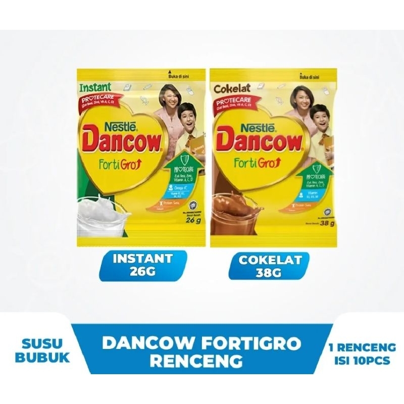 Jual DANCOW FORTIGRO RENCENG INSTAN 26GR / COKELAT 38G ISI 10 SACHET ...