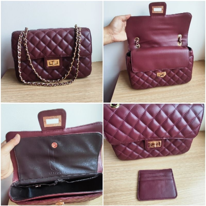 Jual Thrift Preloved Tas Boston Bag Heylocal Burgundy VVGC | Shopee ...