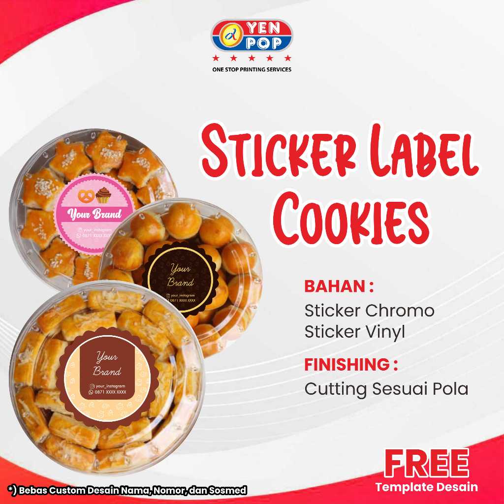 Jual Sticker Label Kemasan Makanan FREE Desain Kue Kering, Catering ...