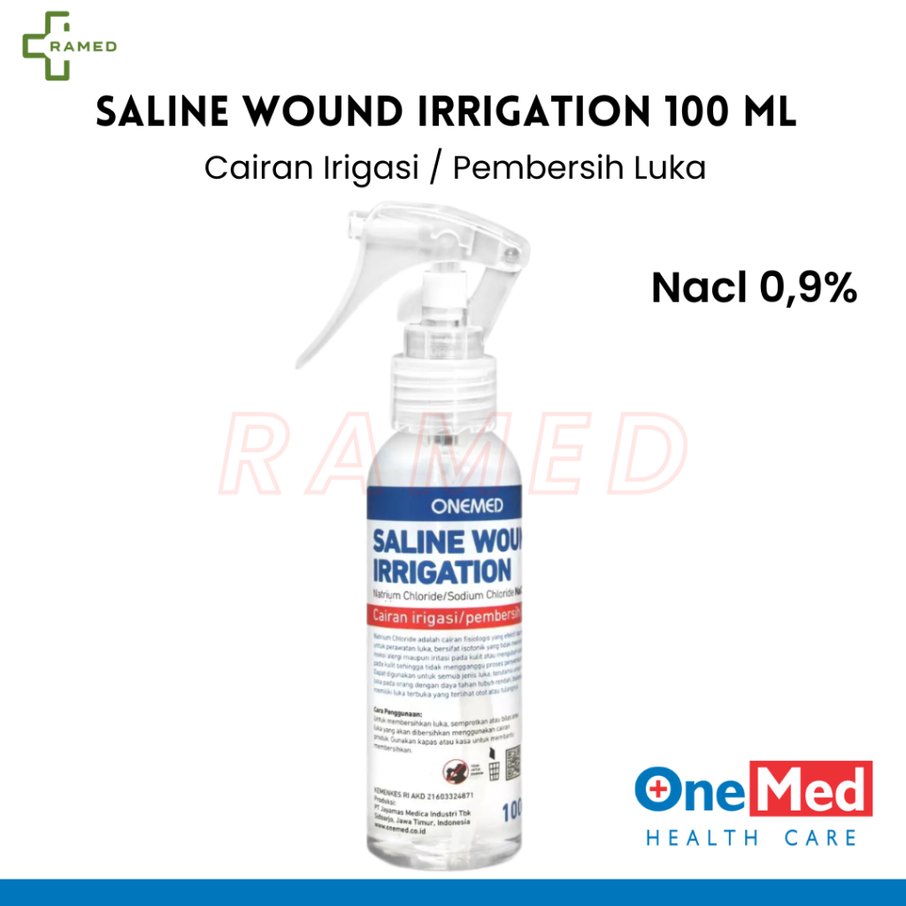 Jual ONEMED Saline Wound Irrigation 100ml (NaCl 0.9%) / Cairan Pembersih Luka | Shopee Indonesia