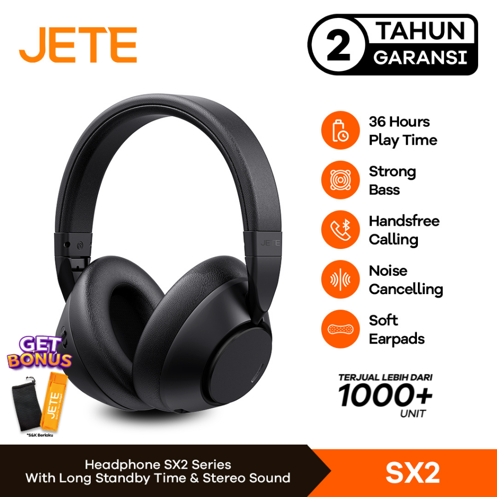 Jual Headset Headphone Bluetooth JETE SX2 Surround Sound with Active ...