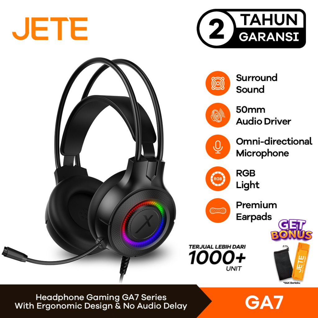 Jual Headphone Headset Gaming JETEX GA7 Omnidirectional Mic with Noise ...