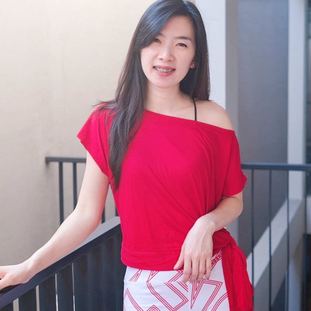 Jual BAJU SABRINA MERAH PUTIH IKAT SAMPING BAJU DANCE SENAM ZUMBA ...