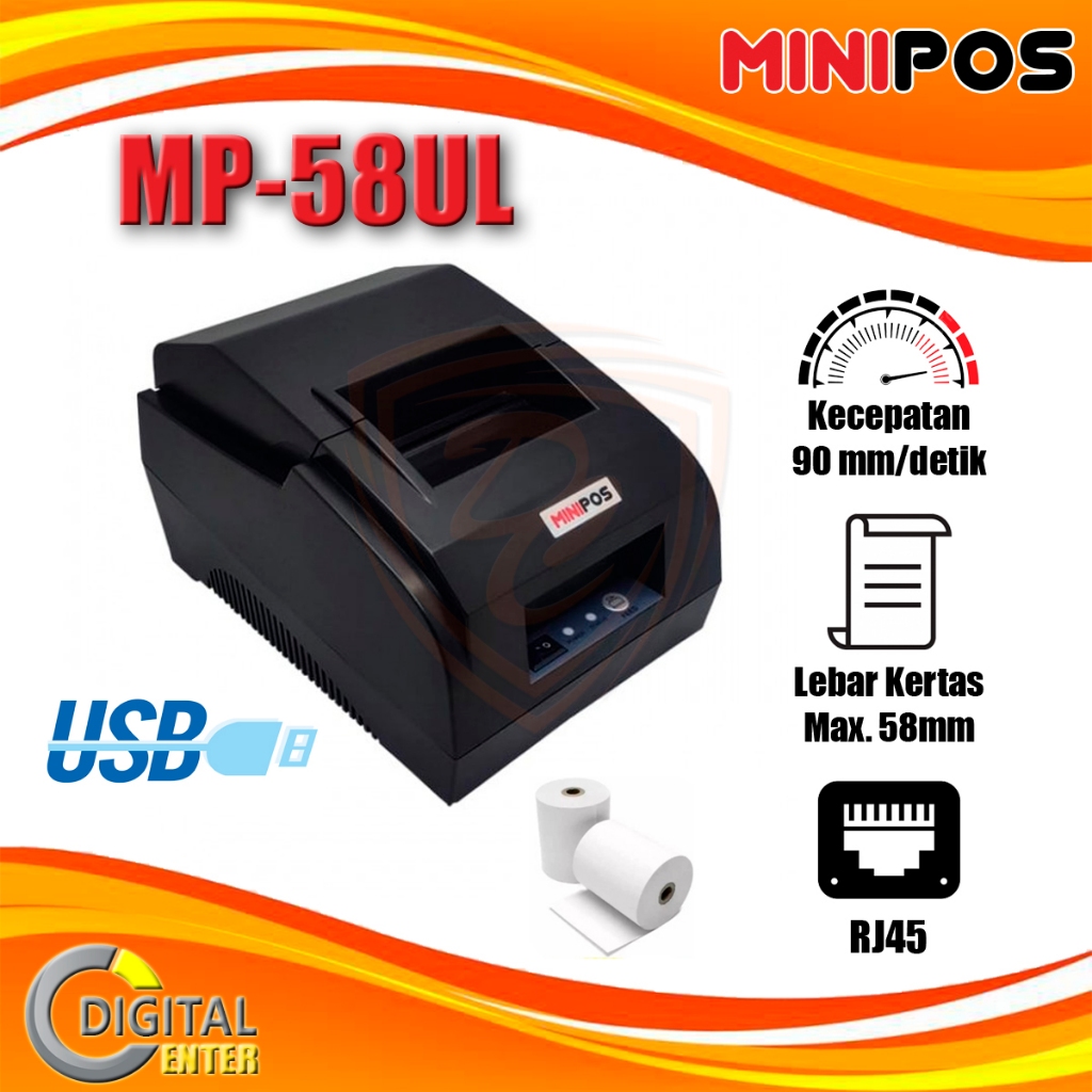 Jual Printer Thermal MINIPOS MP-58UL 58mm USB+LAN Struk Antrian Dapur ...
